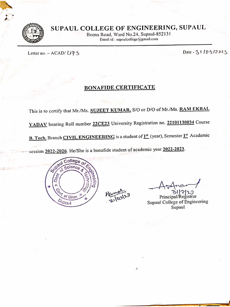 Sujeet Bonafide | PDF