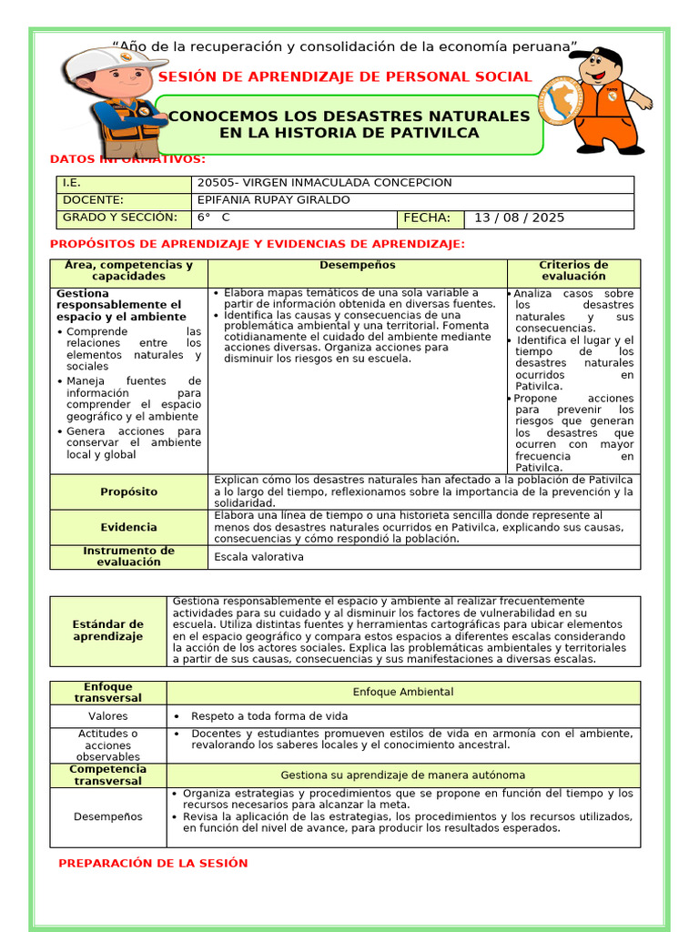 Ps-13-08conocemos Los Desastres Naturales en La Historia de Pativilca. | PDF | Desastres ...