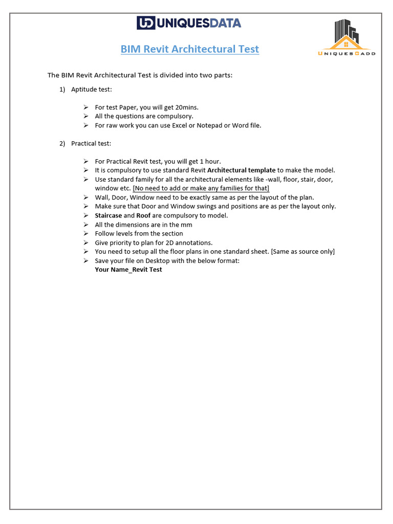 BIM Revit Architectural Test Guide | PDF