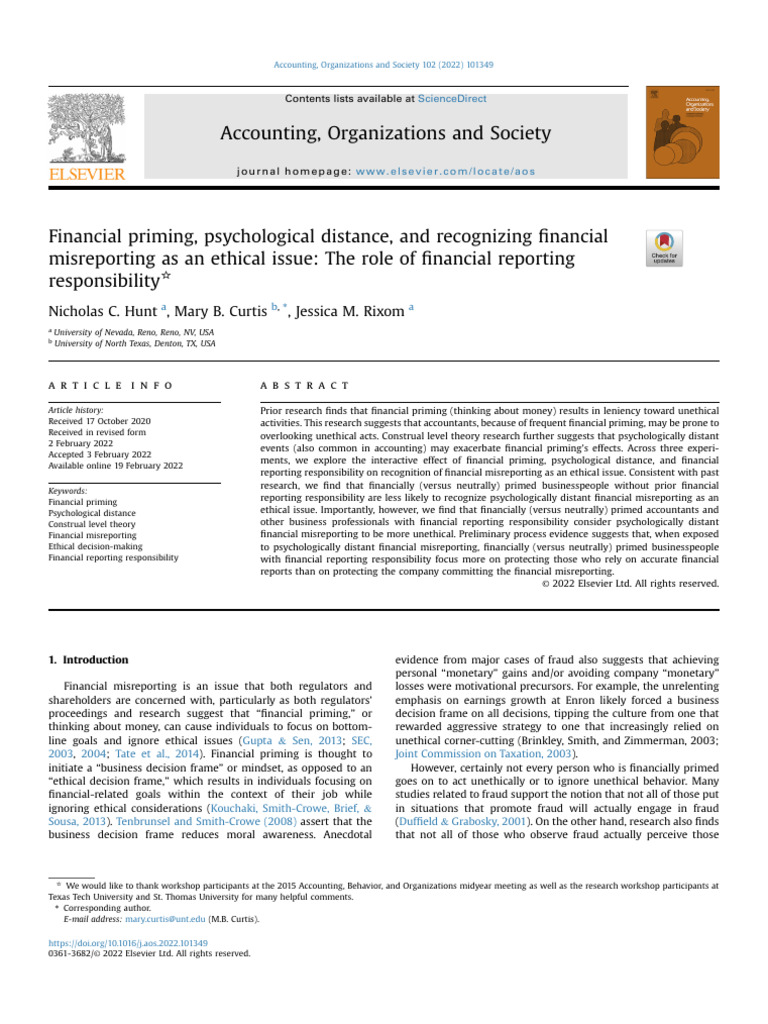 Financial Priming Psychological Distance | PDF | Psychological Concepts ...