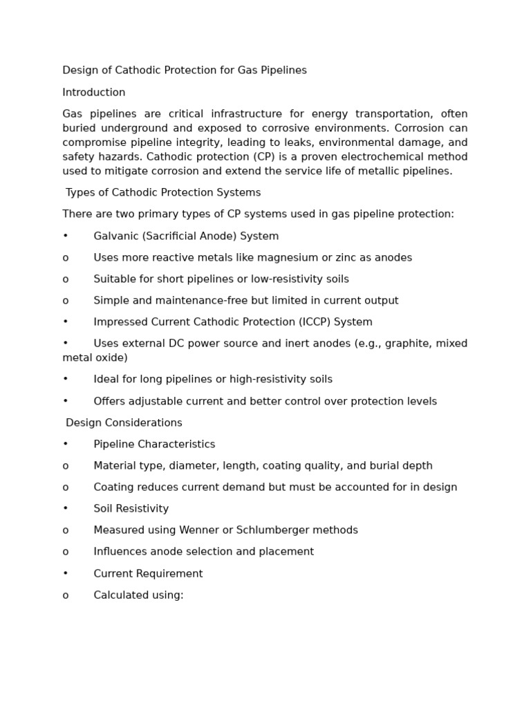 Cathodic Protection for Gas Pipelines | PDF | Corrosion | Physical Sciences