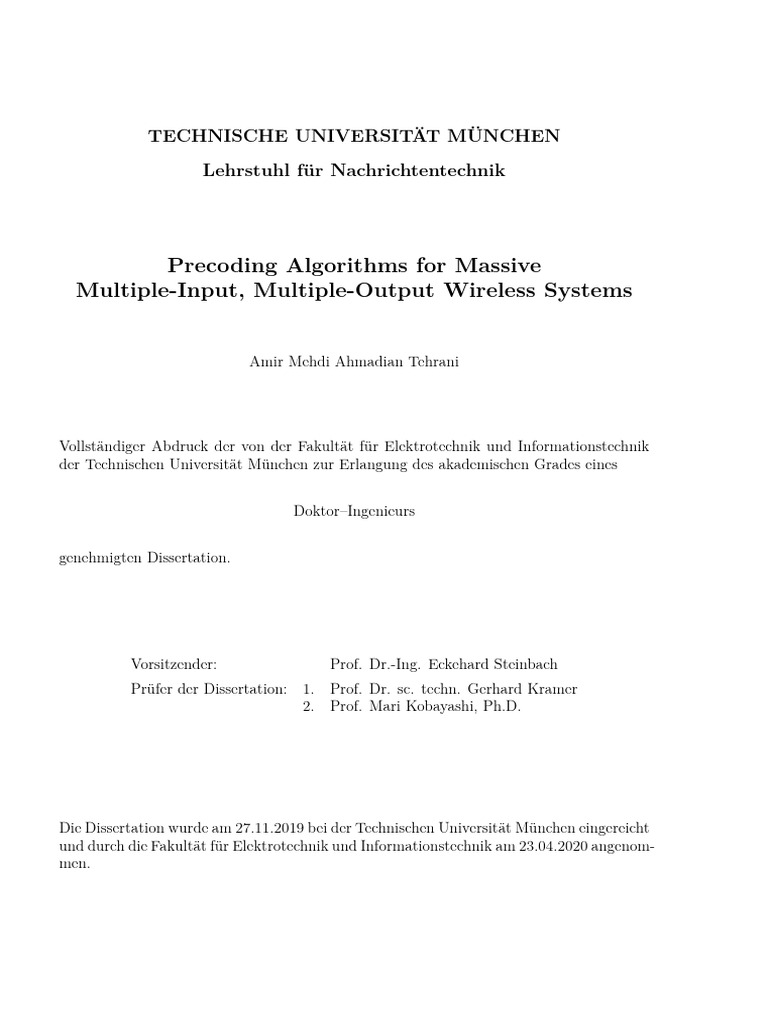 Precoding Algorithms For Massive MIMO Wireless Systems | PDF | Mimo | Duplex (Telecommunications)