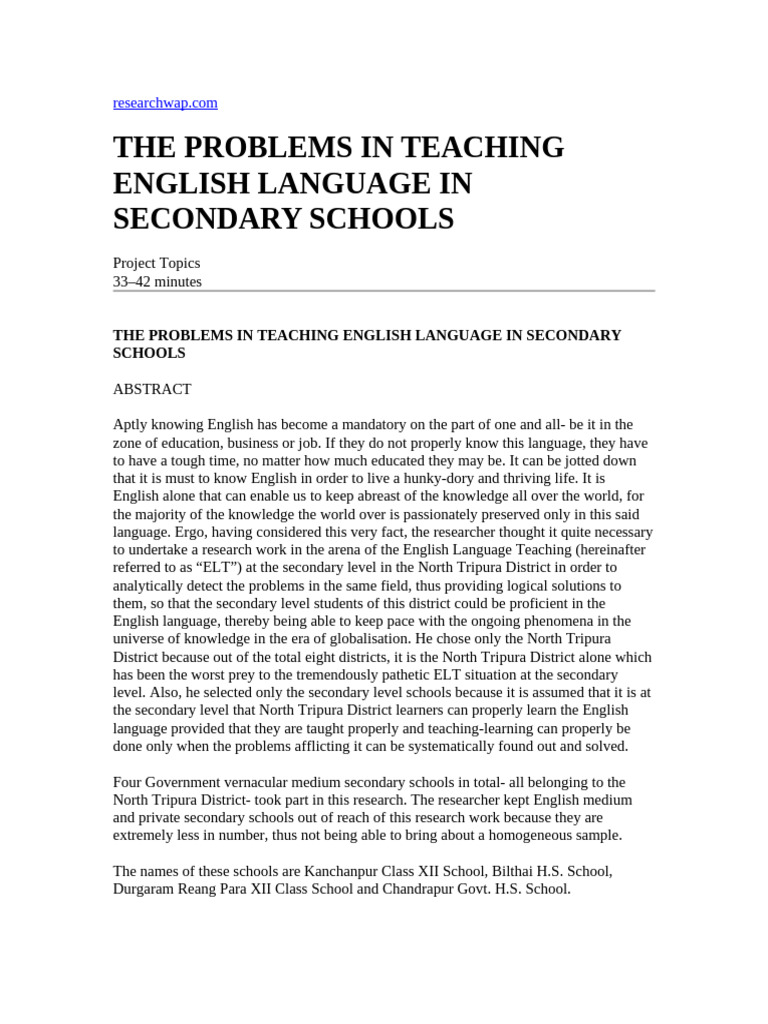 Challenges in Teaching English in Tripura | PDF | Learning | Linguistics