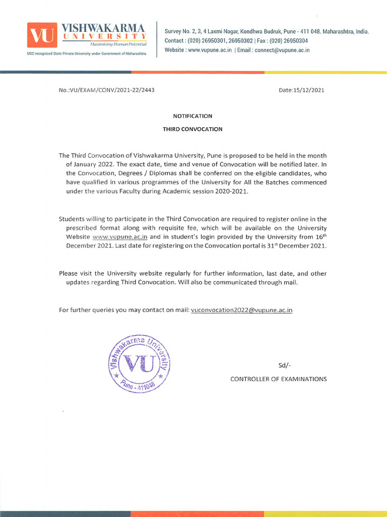 3rd Convocation Notification | PDF