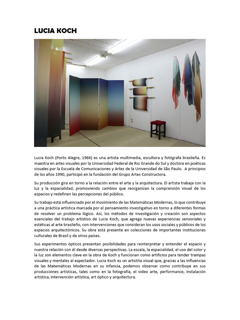 Lucia Koch Artista Latinoamericana | PDF | Arte de performance | Las artes