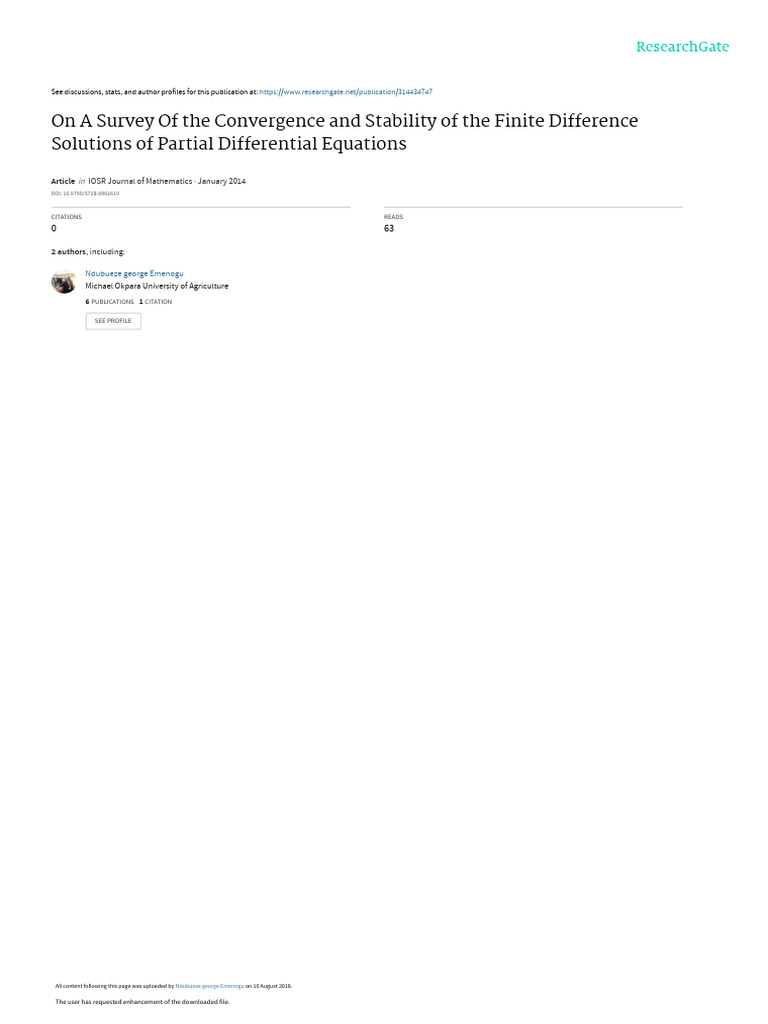 On A Survey of The Convergence and Stability of TH | PDF | Finite ...