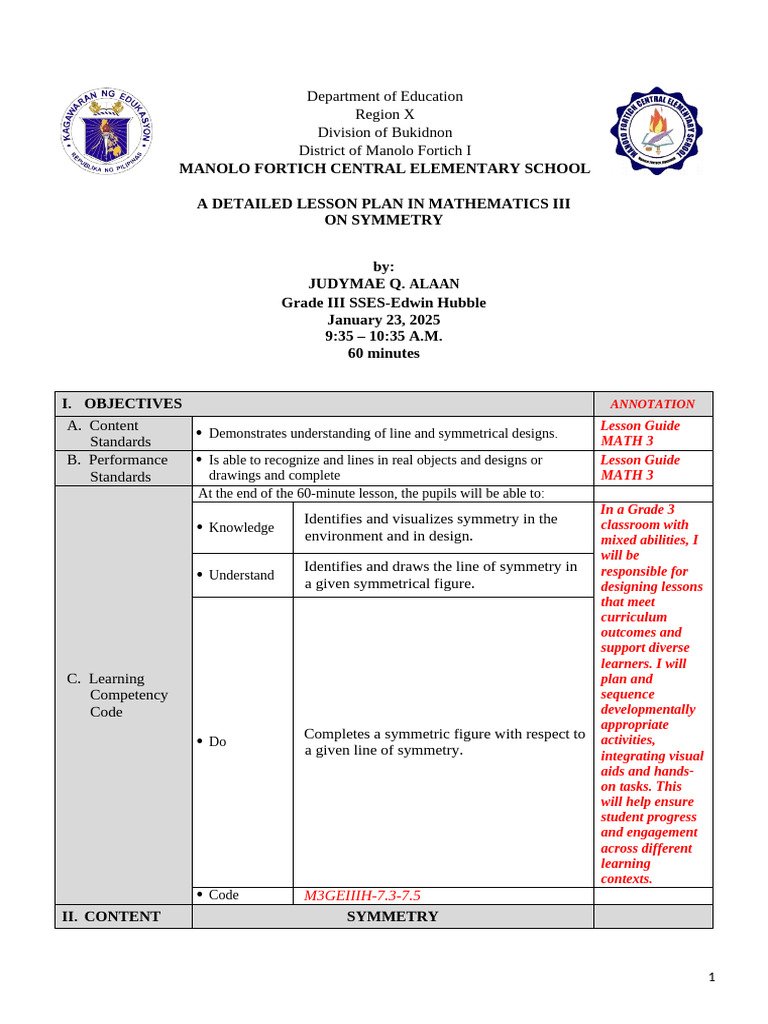 Detailed Lesson Plan With Star Annotation | PDF | Learning | Teachers