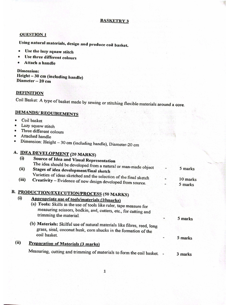 Marking Scheme 2.0 [Visual Arts Project Work] - WASSCE 2025 | PDF