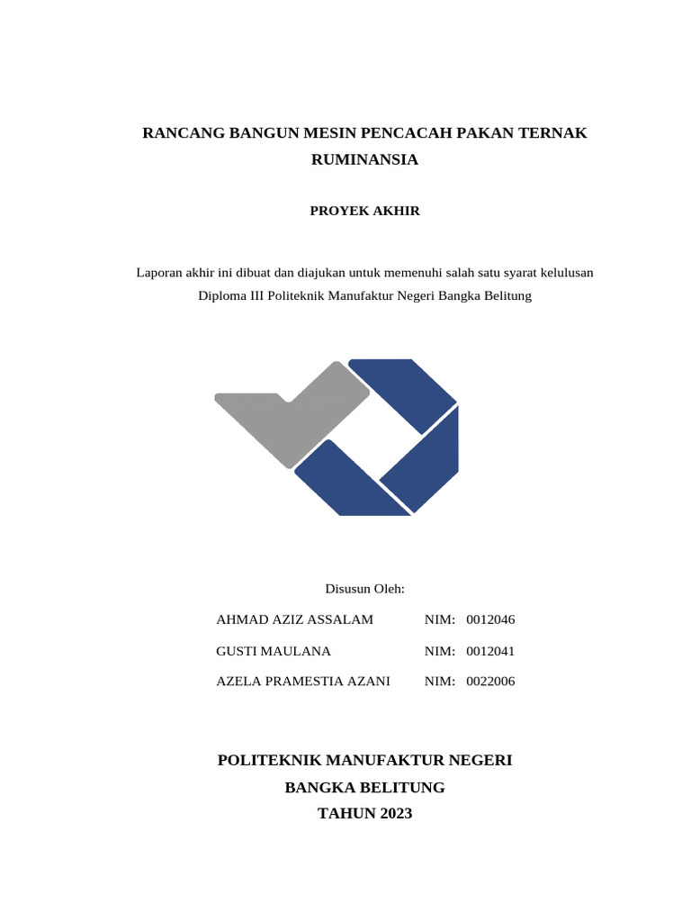 RANCANG BANGUN MESIN PENCACAH PAKAN TERNAK RUMINANSIA_FIX2_unlocked | PDF