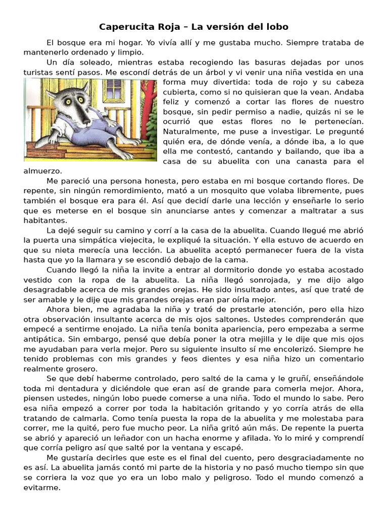 Caperucita Roja - La Versión Del Lobo - Cuento Tradicional | PDF ...