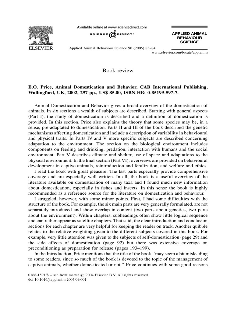 Review of Animal Domestication Insights | PDF | Domestication | Books