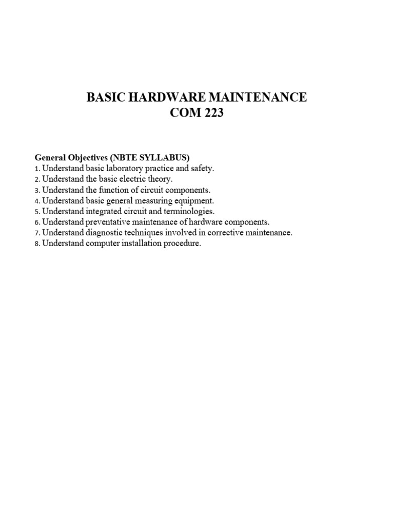 Basic Hardware Maintenance Guide | PDF | Integrated Circuit | Capacitor