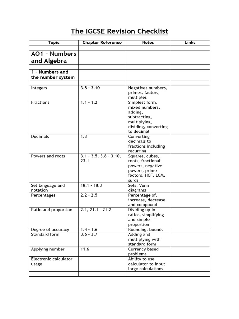 3. IGCSE Revision Checklist | PDF | Trigonometric Functions | Circle