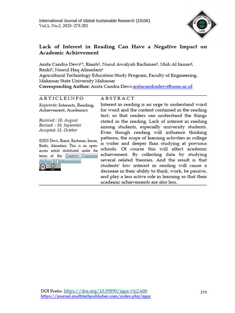 Lack of Interest in Reading Can Have A Negative Impact On Academic ...