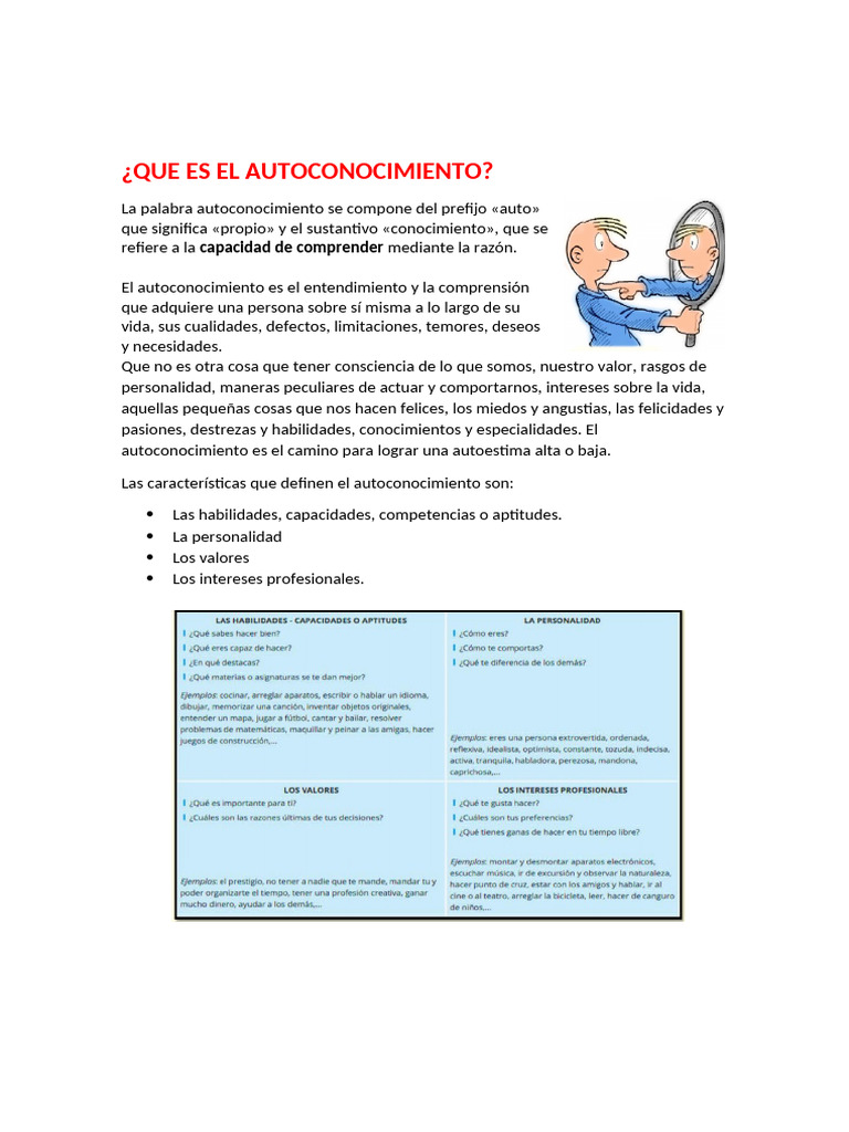 Importancia del Autoconocimiento Personal | PDF | Las emociones ...