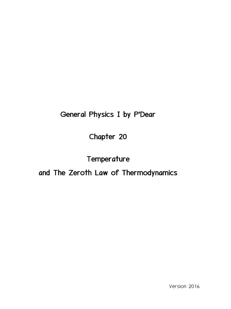 Gen Phys 1 - 20 Temperature and The Zeroth Law of Thermodynamics | PDF