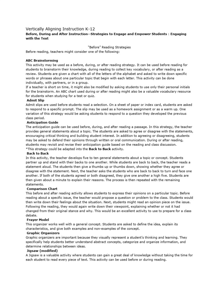 K-12 Strategies for Engaging Students | PDF | Reading Comprehension ...