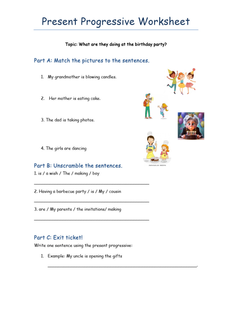 Present Progressive Task | PDF