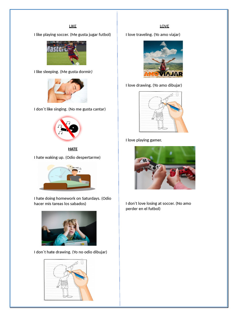 Expresiones de gustos y disgustos | PDF