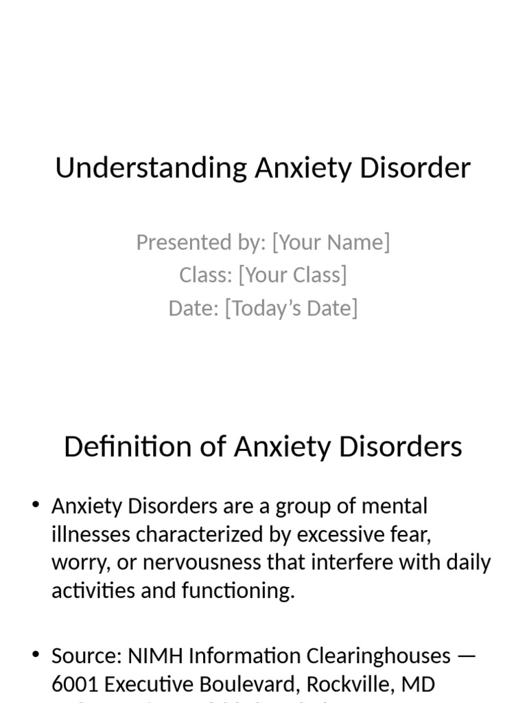 Anxiety Disorder Presentation | PDF