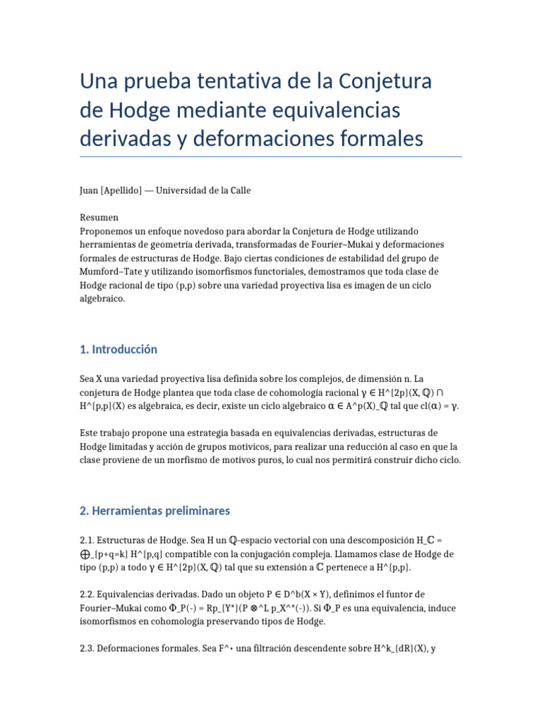 Prueba de la Conjetura de Hodge | PDF | Topología | Funciones y mapeos