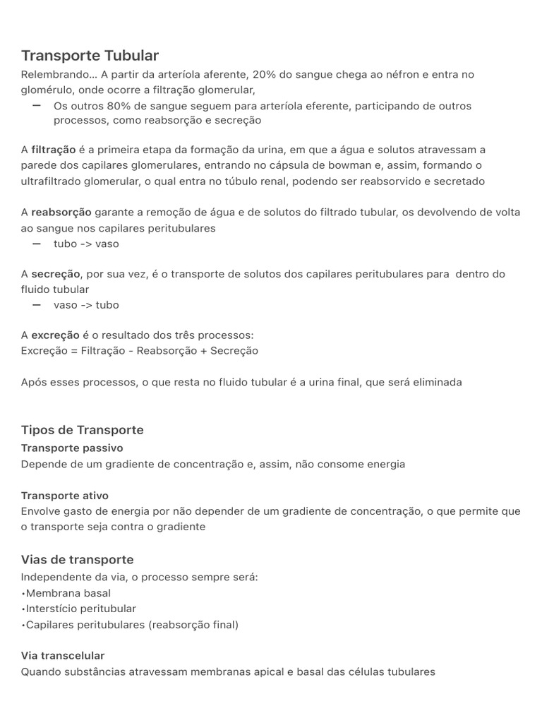 Transporte Tubular: Filtração | PDF