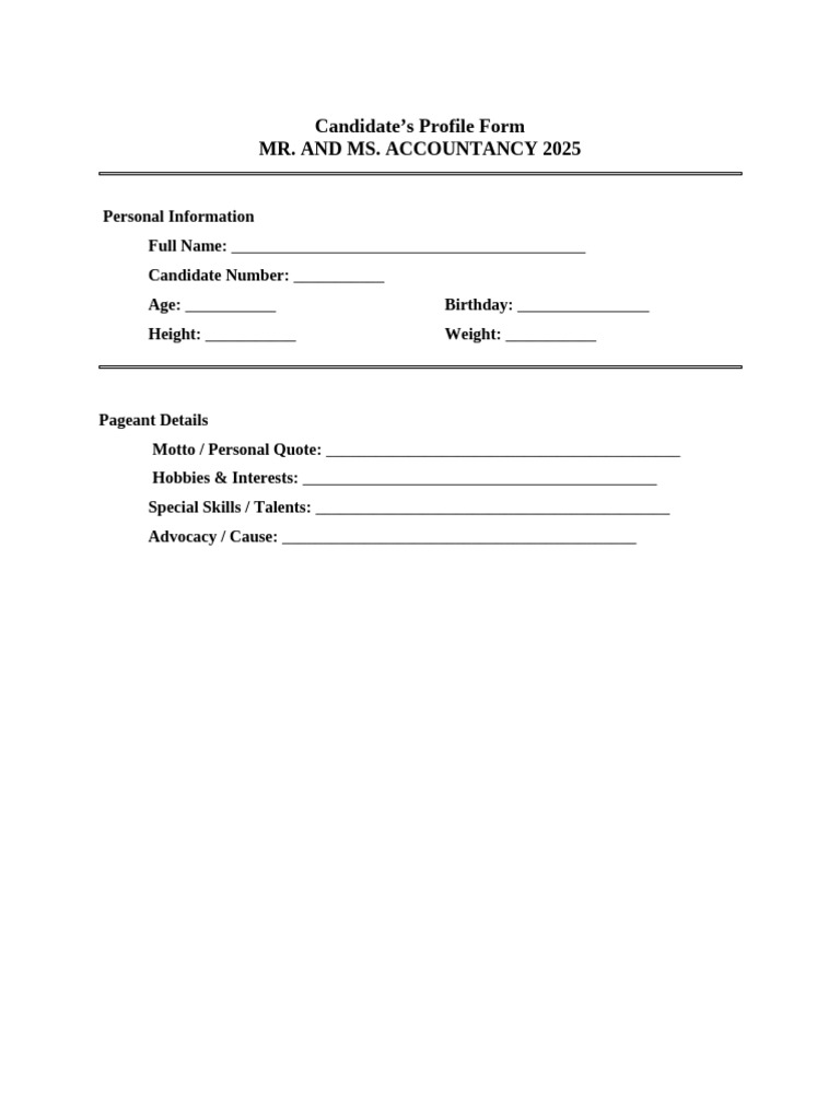 Accountancy Pageant Candidate Profile | PDF