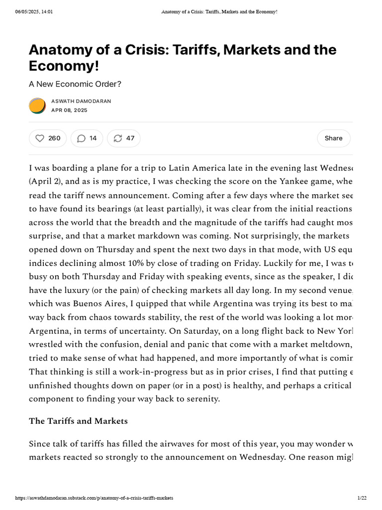 Crisis Analysis: Tariffs Impact on Markets | PDF | Recession | Stocks
