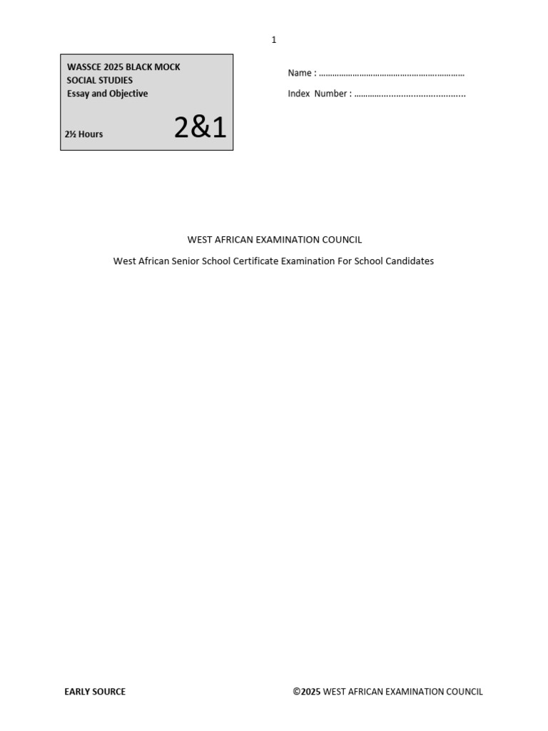 2025 Social Studies Mock Exam Questions | PDF | Ghana | Chess Openings