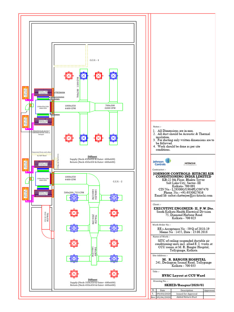 HVAC Layout for CCU Ward at M.R. Bangur | PDF | Duct (Flow ...