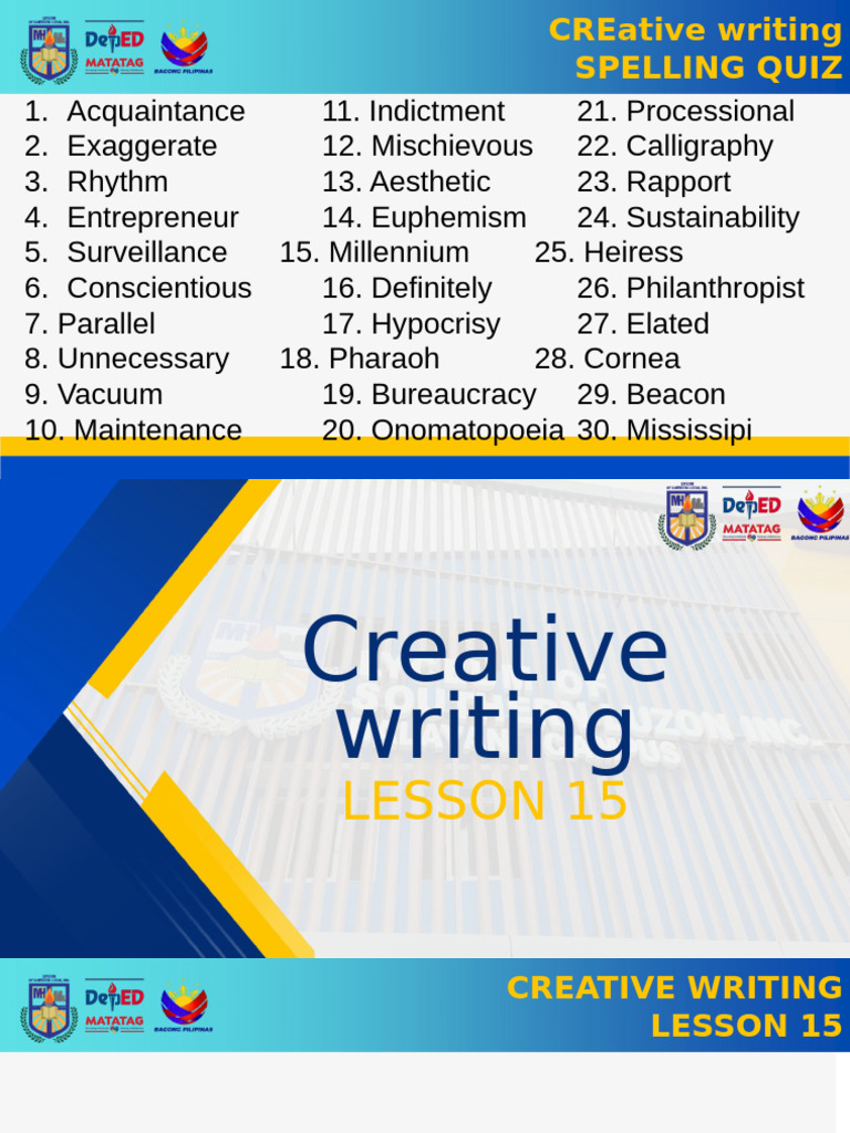 Creative Writing - Lesson 15 | PDF | Plot (Narrative)