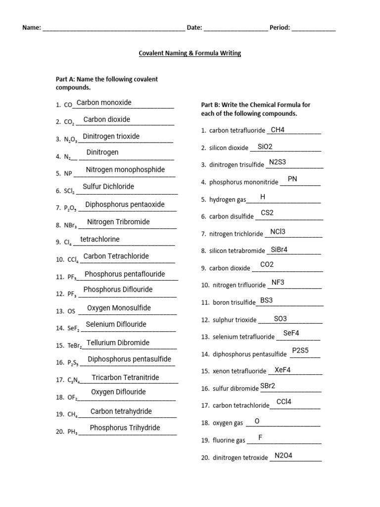 Covalent Compounds Naming Guide | PDF | Nitrogen | Oxide