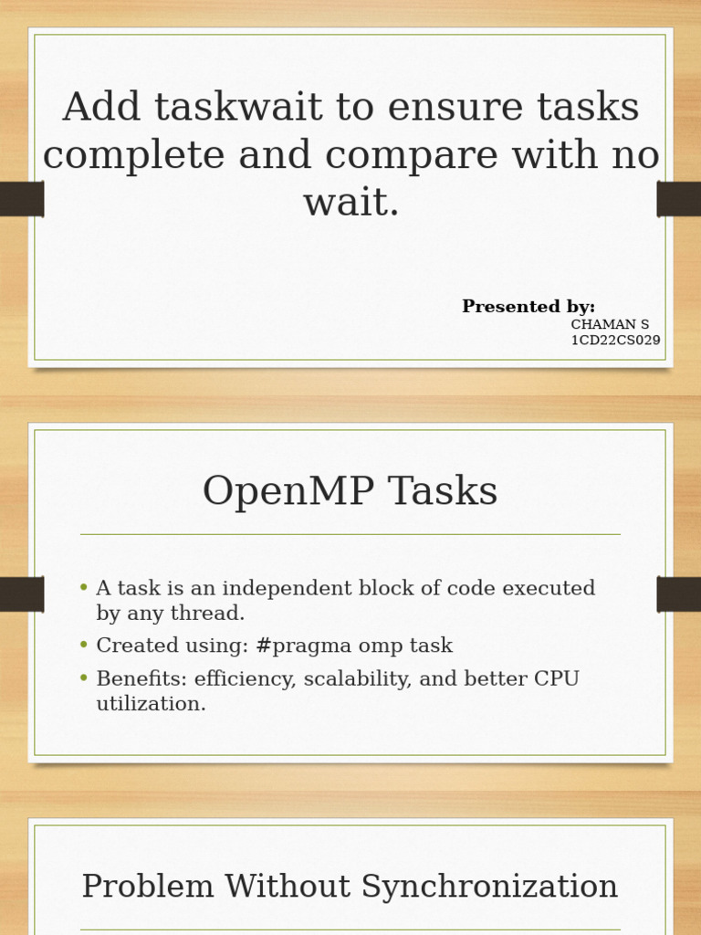 Openmp Taskwait Presentation | PDF