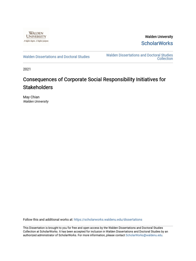 Consequences of Corporate Social Responsibility Initiatives For S | PDF ...