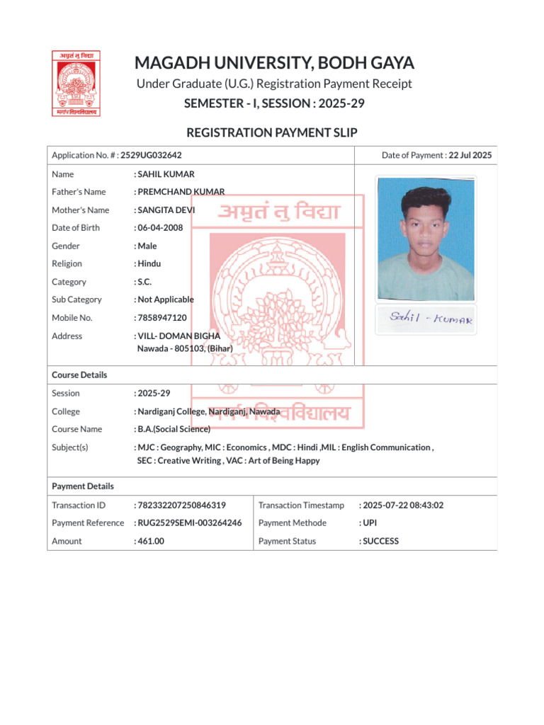 (Admissions) Magadh University, Bodh Gaya | PDF