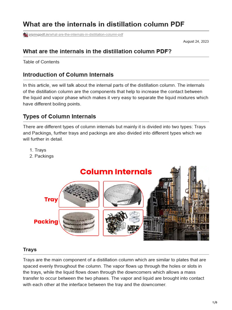 Distillation Column Internals Explained | PDF | Distillation ...