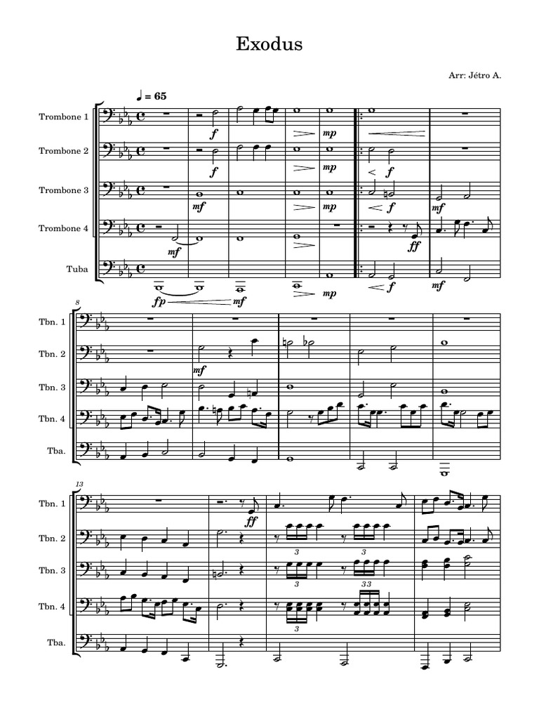 Exodus Arrangement for Brass Instruments | PDF