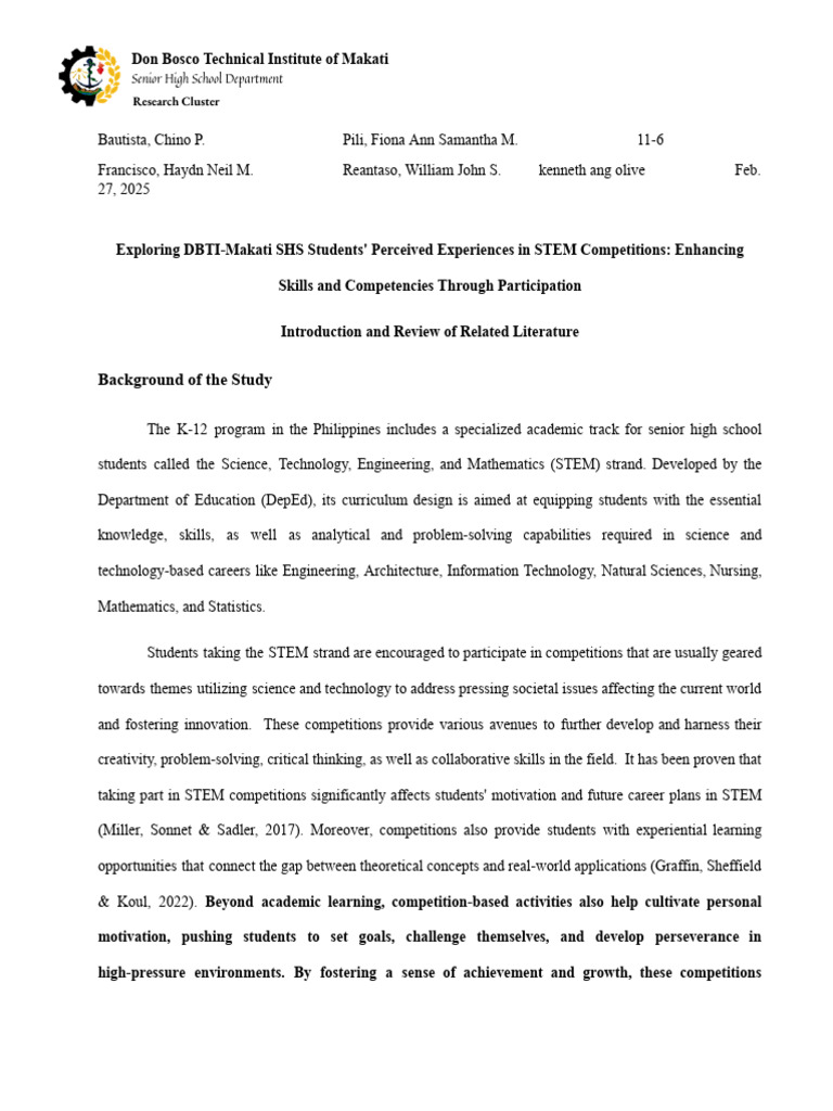 DBTI-Makati STEM Competitions Impact | PDF | Motivational | Motivation