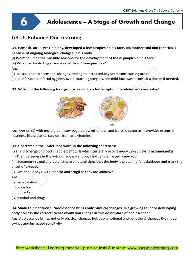 Class 7 Science: Adolescence Insights | PDF | Adolescence | Puberty