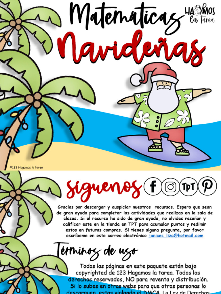 Actividades Matemáticas Navideñas | PDF