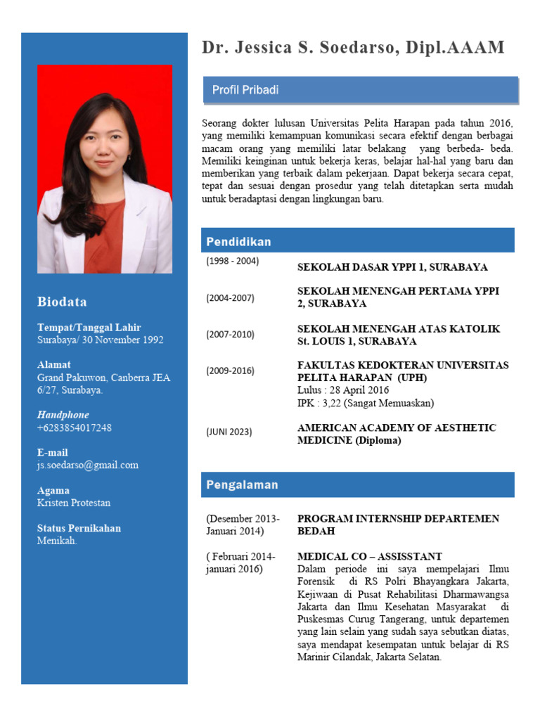 Cv. DR Jessica | PDF