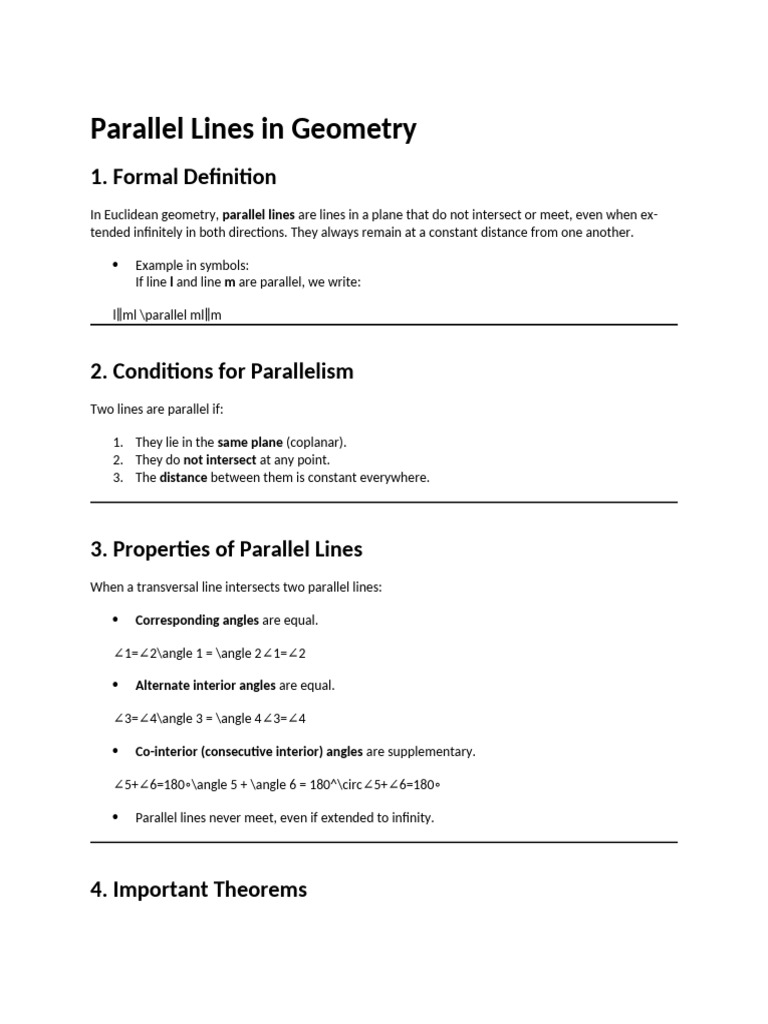 Properties and Applications of Parallel Lines | PDF | Line (Geometry ...