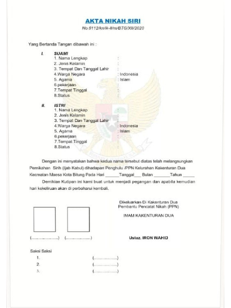 Contoh Surat Nikah Siri | PDF