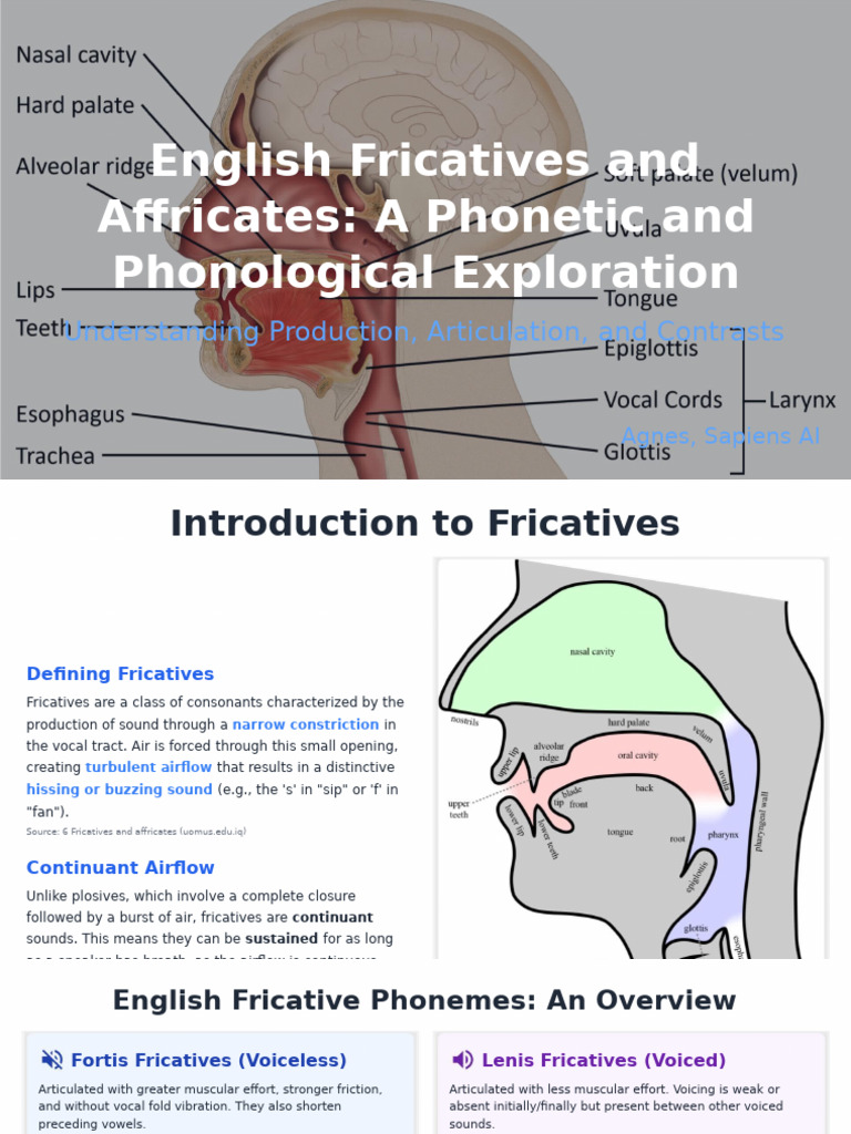 English Fricatives and Affricates Explained | PDF | Phonetics | Consonant