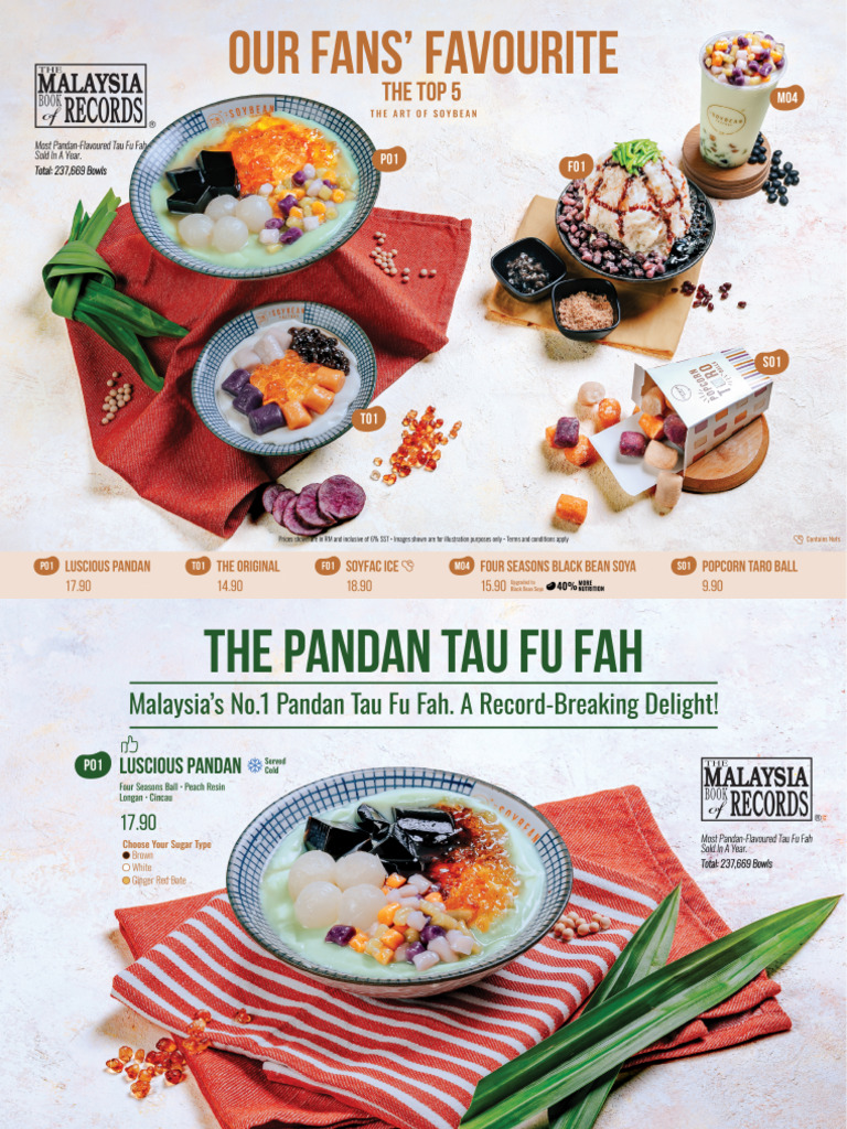 (1.0) All Day Menu The Soy Bean Factory | PDF