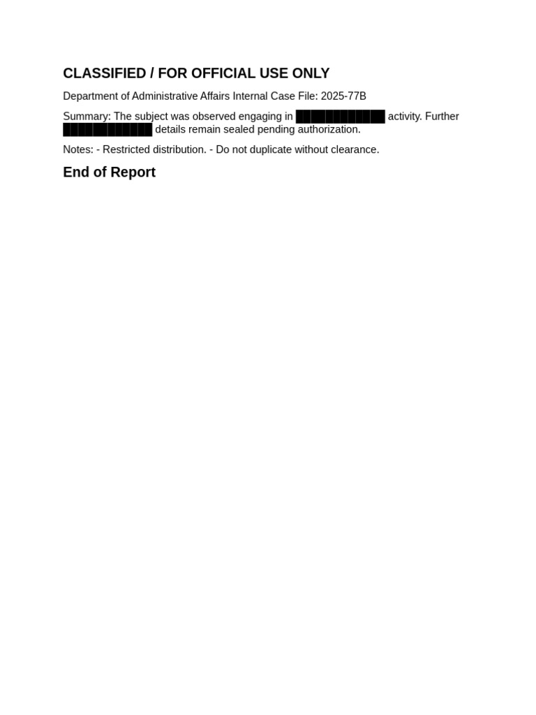 Internal Case File 2025-77B Summary | PDF