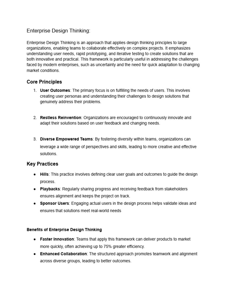 Enterprise Design Thinking | PDF | Design Thinking | Innovation