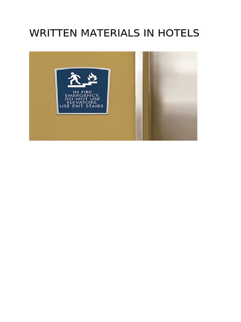Written Materials in Hotels (New) | PDF