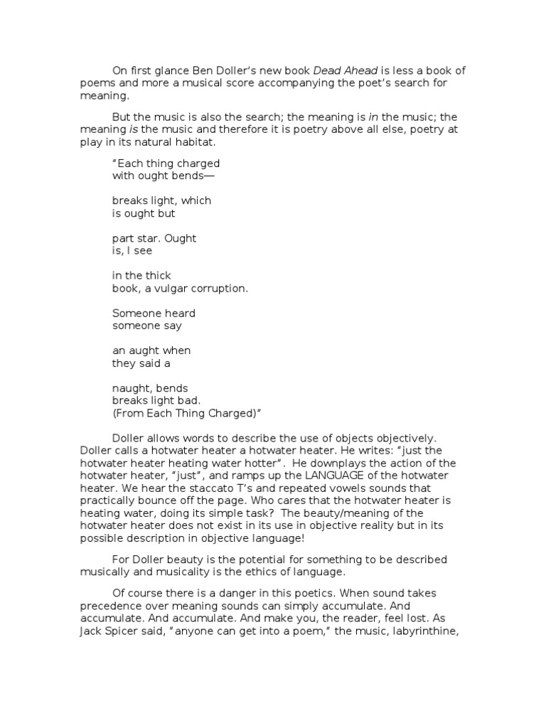 Dead Ahead Ben Doller Gideon Tarcov | PDF | Poetry