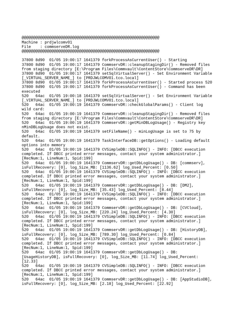 Commvault DR Log Analysis Report | PDF | Microsoft Sql Server | Computer File